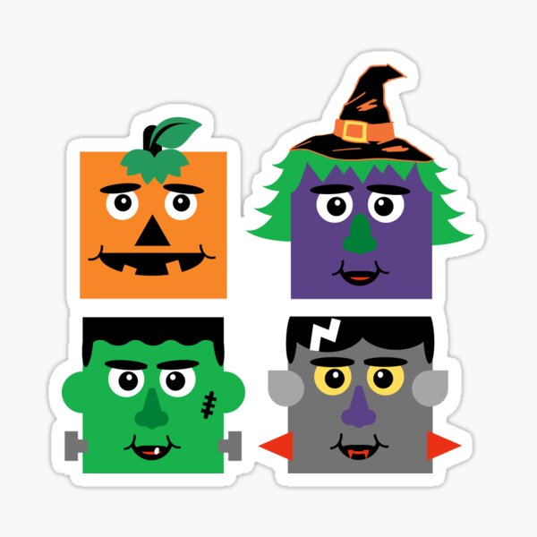 "Four Halloween Funny Monster Face" Sticker for Sale by studiofestival ...