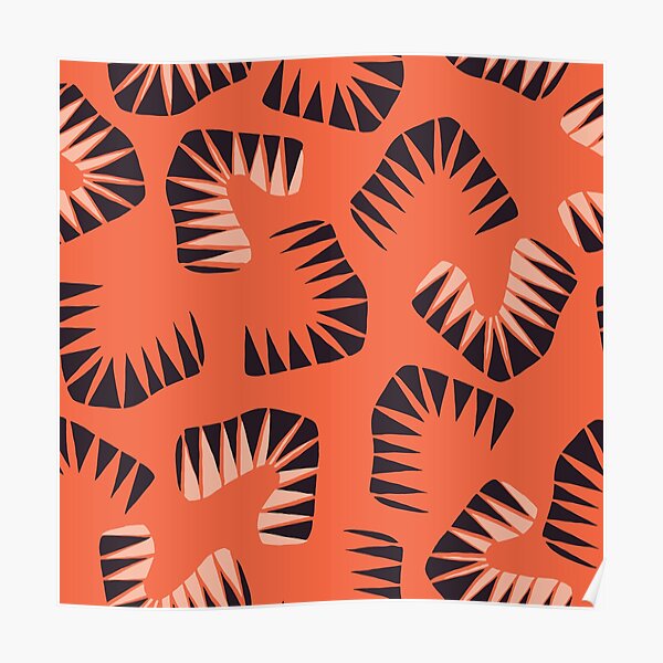 "Cute Abstract Biting Teeth Triangles Pattern In Orange Black and ...