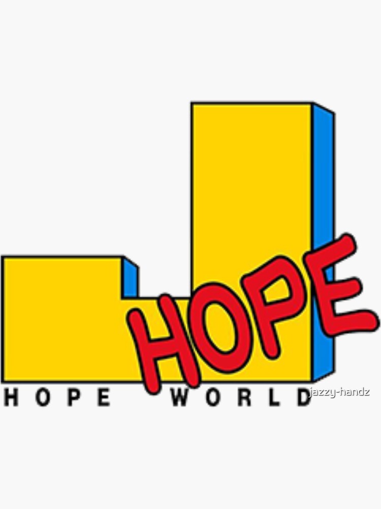 "JHOPE HOPE WORLD 2000s inspired logo" Sticker for Sale by jazzy-handz ...