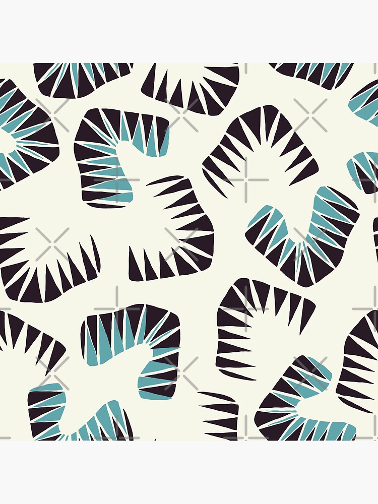 "Cute Abstract Biting Teeth Triangles Pattern In Off White Black and ...