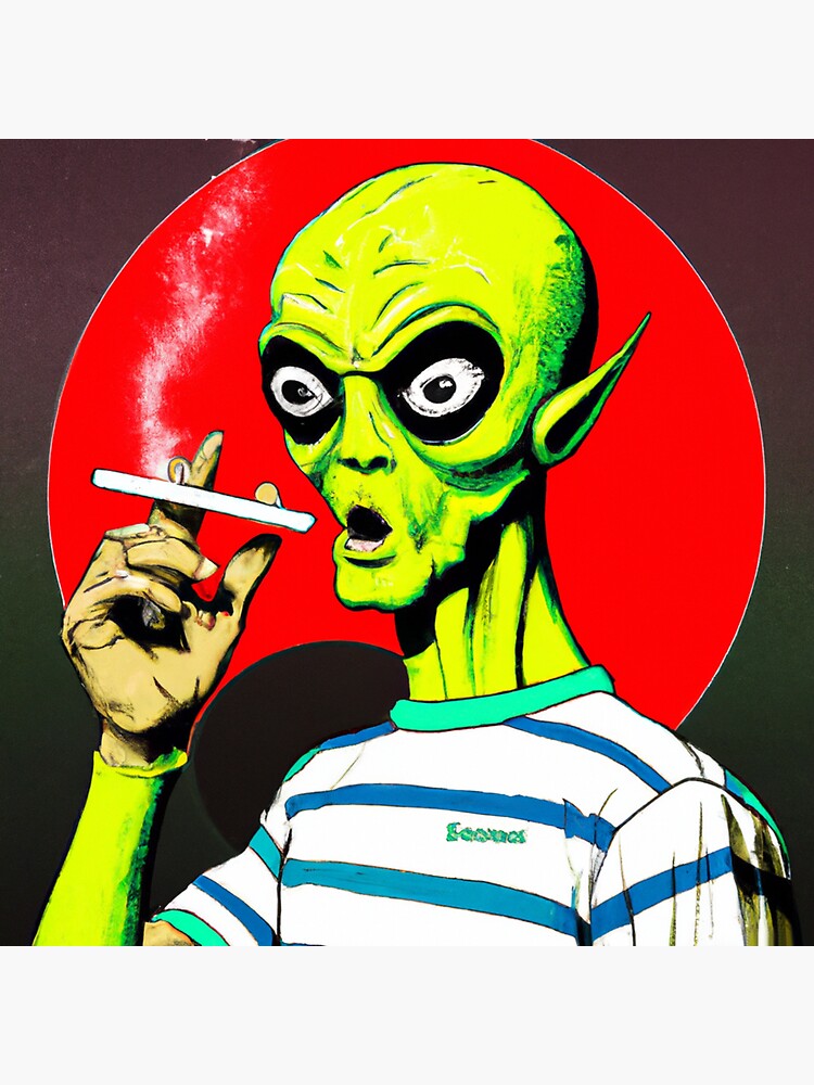 "A Portrait of Smoking Alien" Sticker for Sale by YalcinPub | Redbubble