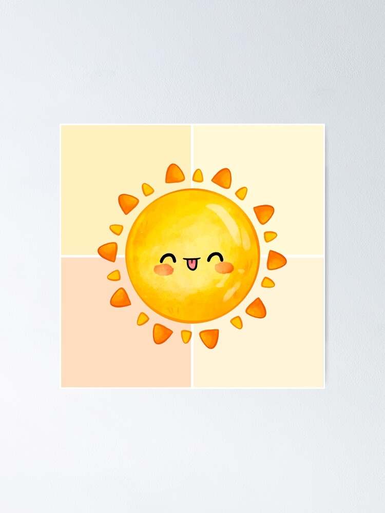 "cute baby sun with square color background" Poster for Sale by ...