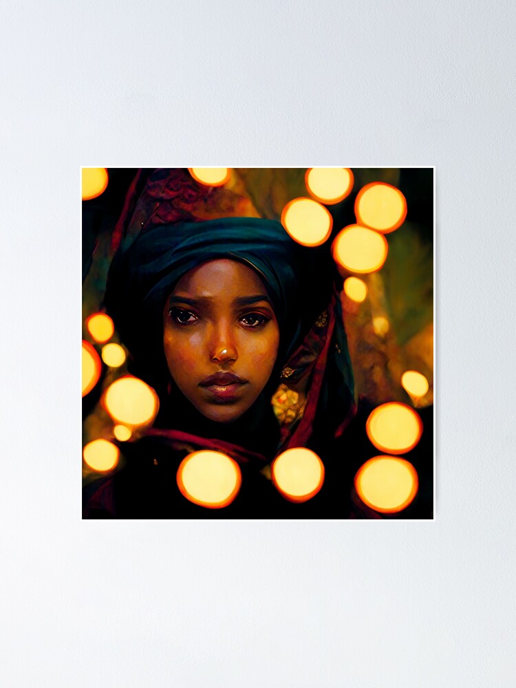 "somali hijabi muslim girl volumetric lighting beautiful warm bokeh ...