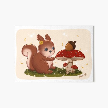 "Cute Cozy Squirrel & Mushroom Illustration" Art Board Print for Sale ...