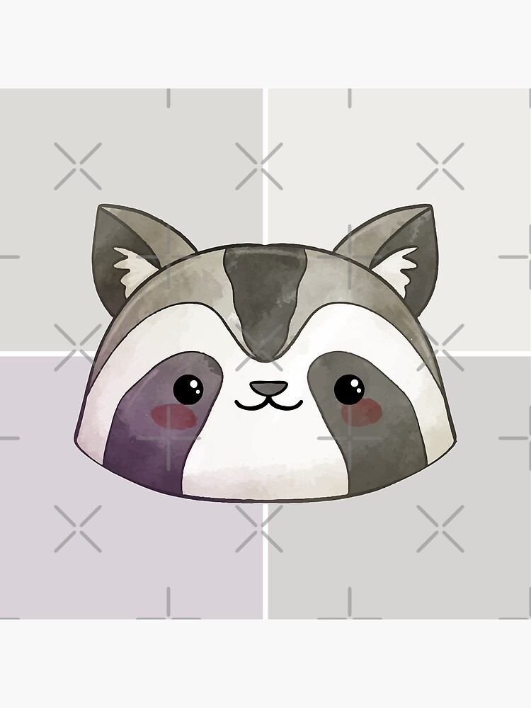 "Cute little raccoon with square color background" Poster for Sale by ...