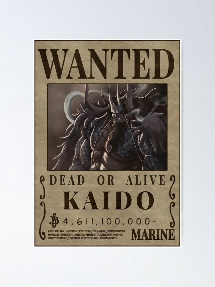 "Kaido of the beasts Wanted Poster One Piece Kaidou Bounty" Poster von ...