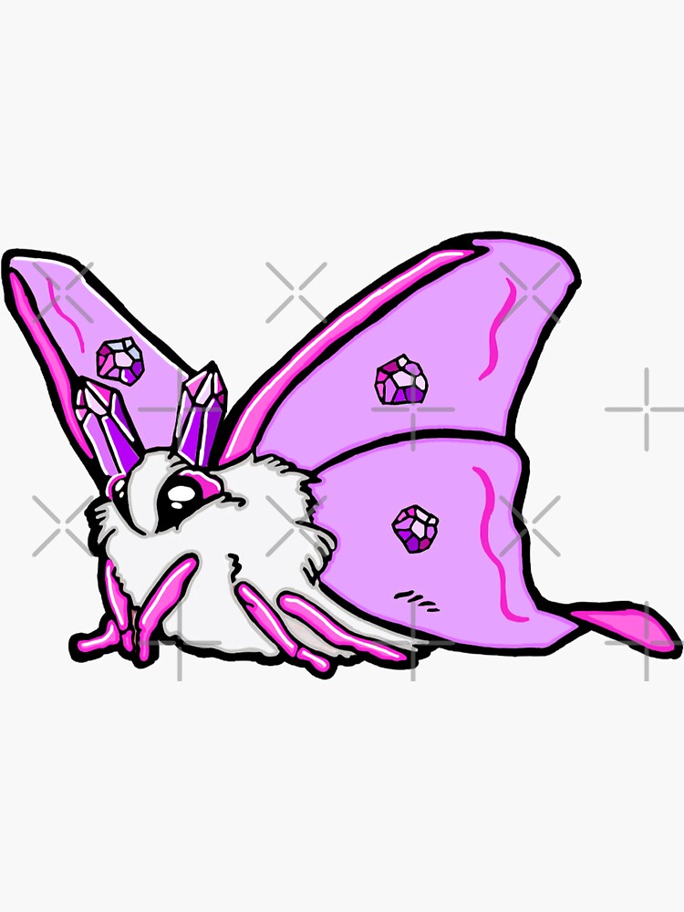 "Molly The Fluffy Crystal Moth (Pink)" Sticker for Sale by ...