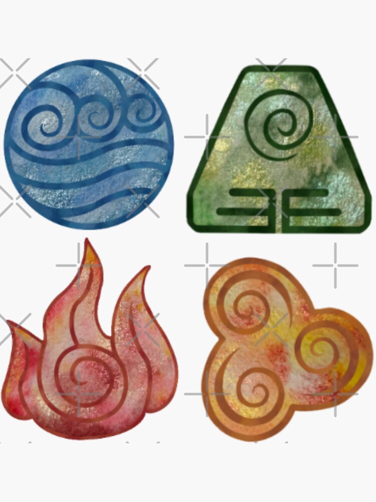 "Watercolor Avatar the Last Airbender Nation Symbols" Sticker for Sale ...