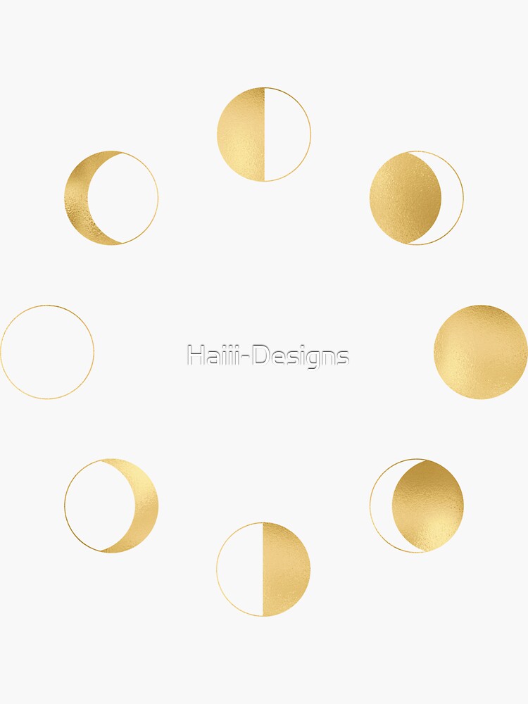 "Moon phase art in gold" Sticker for Sale by Haiii-Designs | Redbubble