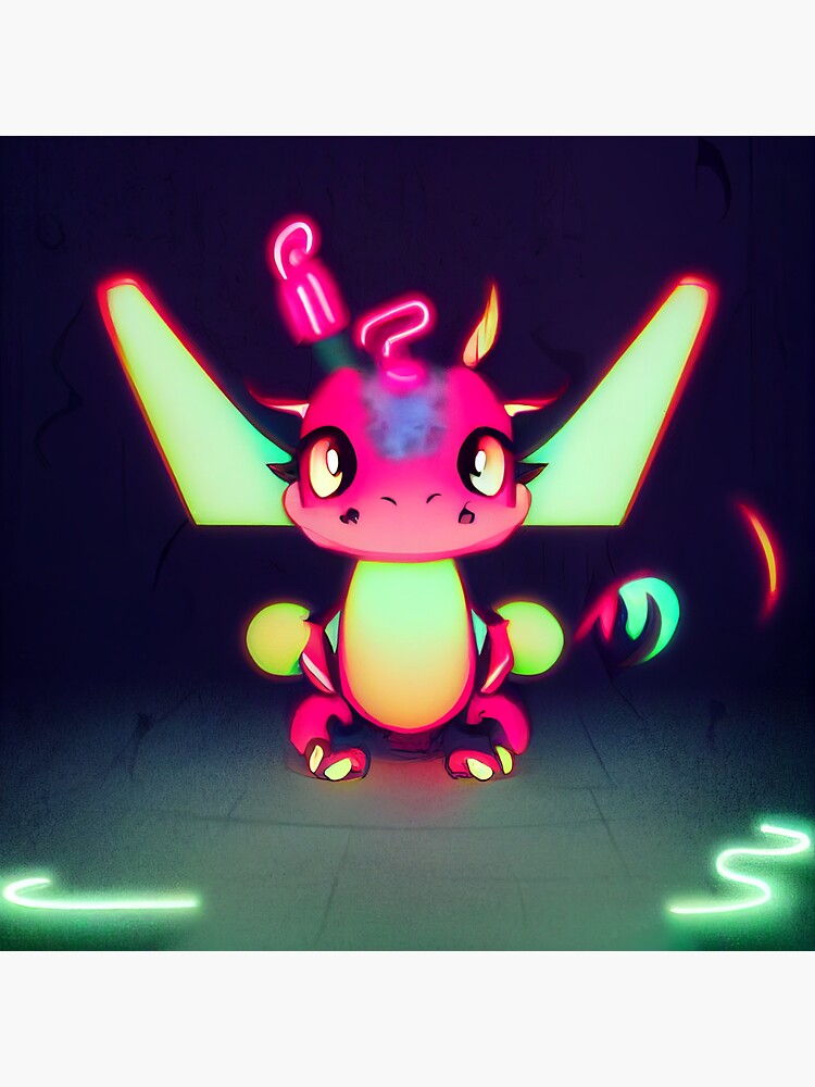 "Adorable neon pet dragon" Sticker for Sale by emergedesi | Redbubble