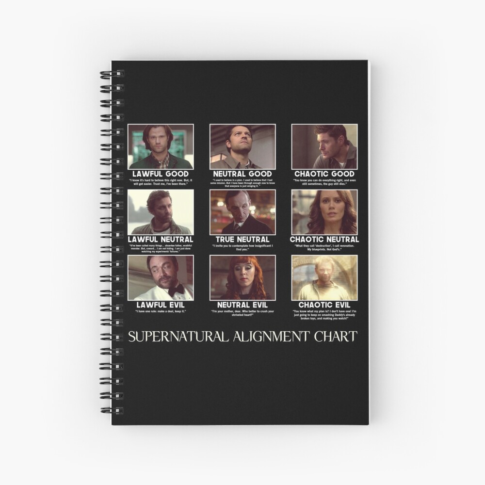 "Supernatural Alignment Chart" Spiral Notebook for Sale by violue ...