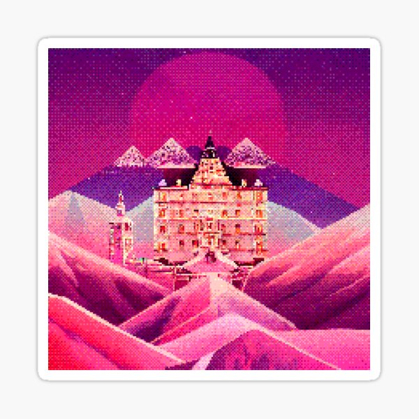 "Pixel Art 8-Bit Cyberpunk Castle in Mountains" Sticker for Sale by ...