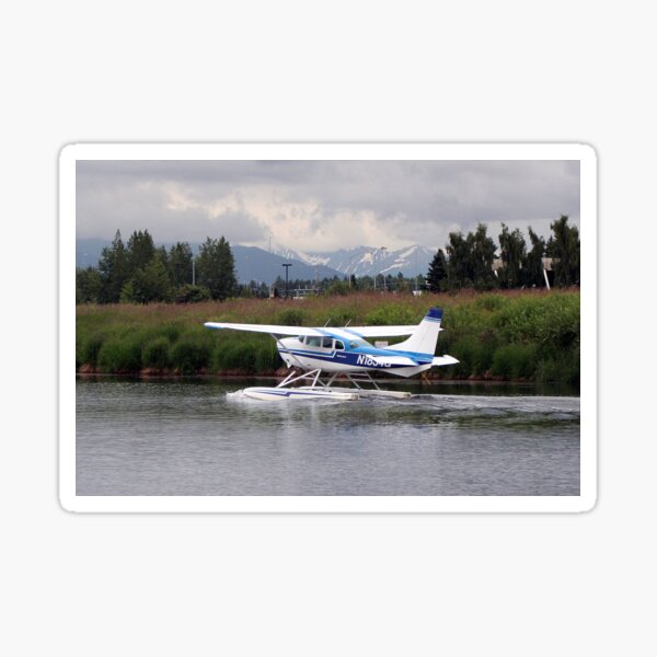 "Blue & white float plane, Alaska" Sticker by FranWest | Redbubble
