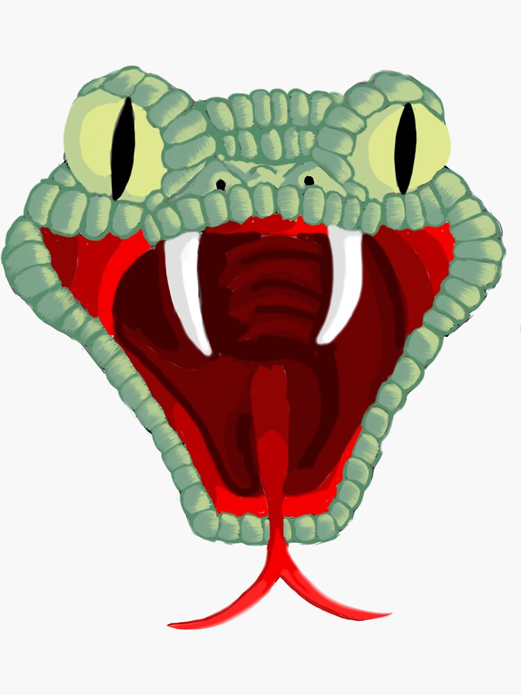 "Fierce Snake Fangs" Sticker for Sale by artworkbyaj | Redbubble