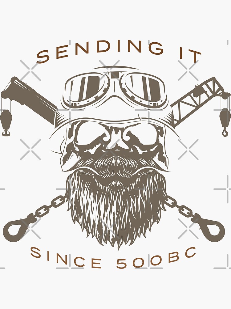 "Send It Beard Rigger Ironworker Crane Skull" Sticker for Sale by D4mon ...
