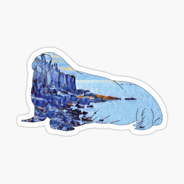 "Ocean Cliff Walrus" Sticker for Sale by damonasplace | Redbubble