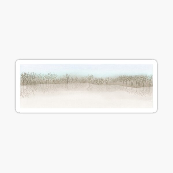 "Blue sky, brown trees and lake" Sticker for Sale by IrinaIkar | Redbubble