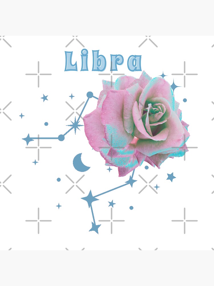 "Libra Zodiac Constellation Rose design; blue pink version" Sticker for ...