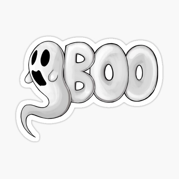 "Cute Halloween Ghost Boo" Sticker for Sale by StickyBrambles | Redbubble