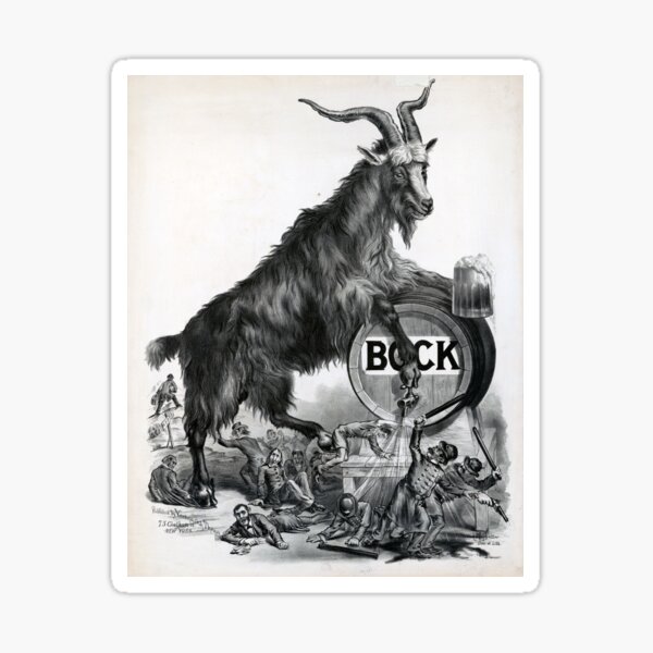 "Giant Bock Beer Goat. New York, 1875." Sticker for Sale by VintageBob ...