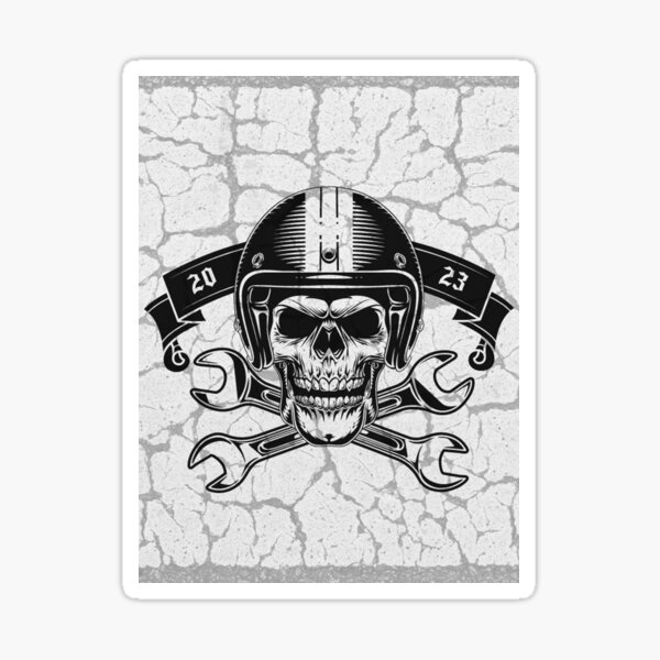 "Skull wearing helmet" Sticker for Sale by Designs-u-like | Redbubble