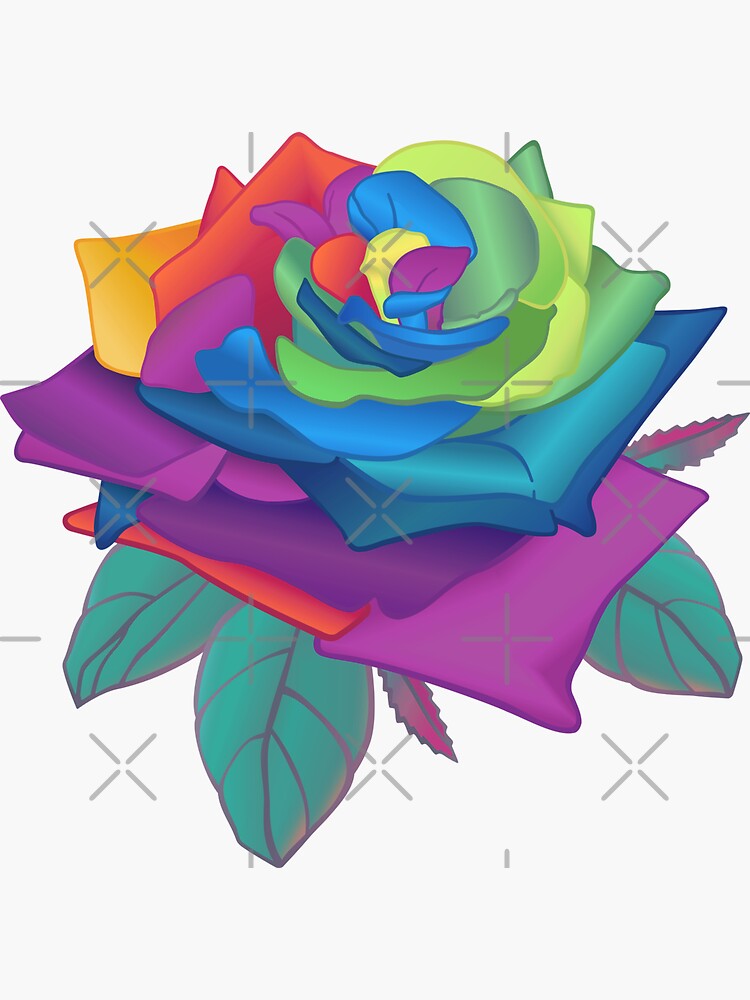 "Rainbow Rose | Vector Design | Colourful Flower" Sticker by Moolversin ...