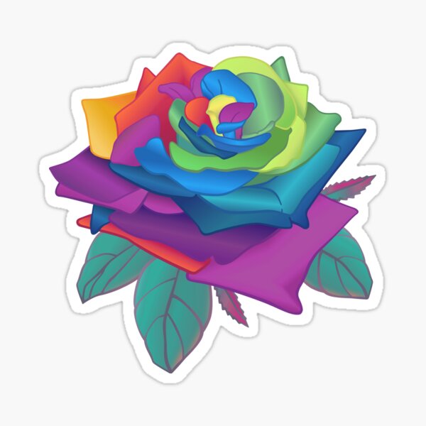 "Rainbow Rose | Vector Design | Colourful Flower" Sticker by Moolversin ...