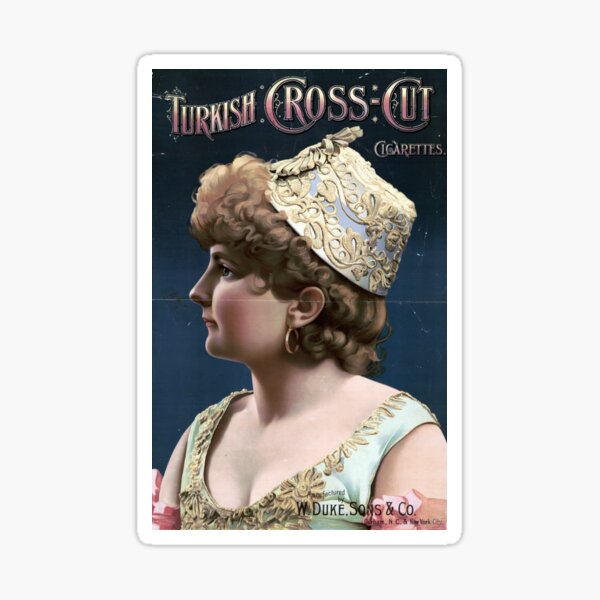 "Turkish Cross-Cut Cigarettes. New York, 1880" Sticker for Sale by ...