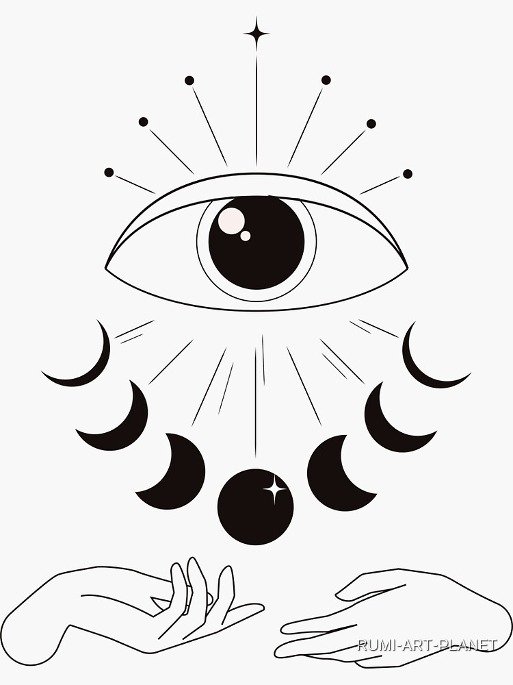 "Celestial Evil Eye" Sticker for Sale by RUMI-ART-PLANET | Redbubble