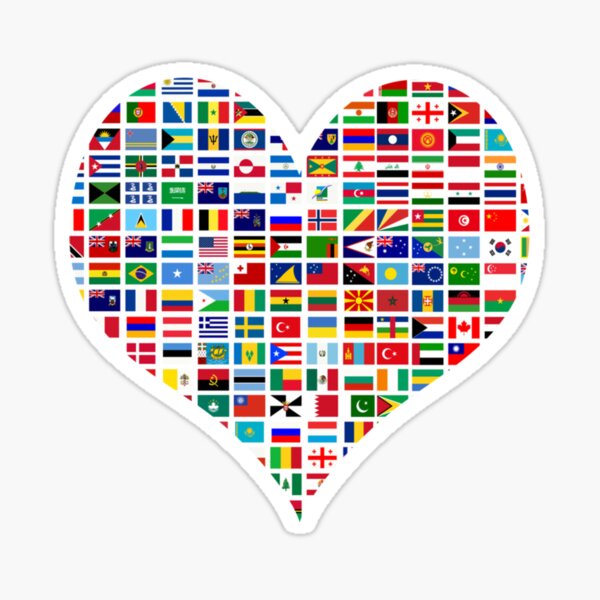 "Flags Of The World In a Heart Shape" Sticker for Sale by ...