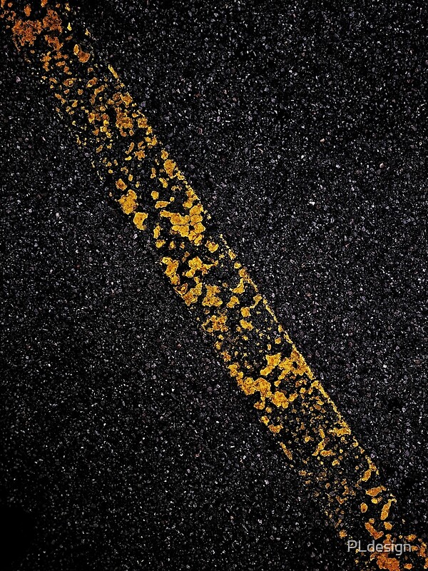 "Old Yellow painted line on asphalt road" by PLdesign | Redbubble