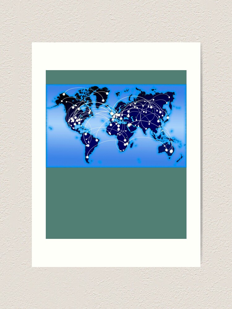 "Global Communication World Map" Art Print for Sale by HarrisonReichel ...