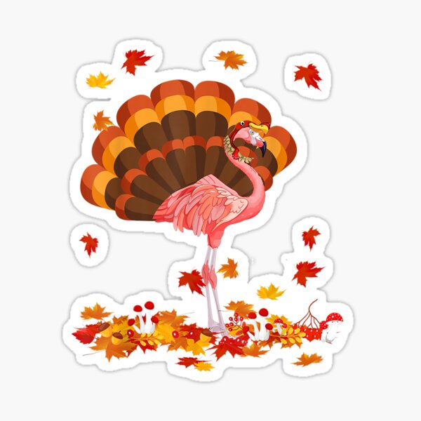 "Flamingo Turkey Cute Flamingo Turkey Fall Leaf Thanksgiving T-Shirt ...