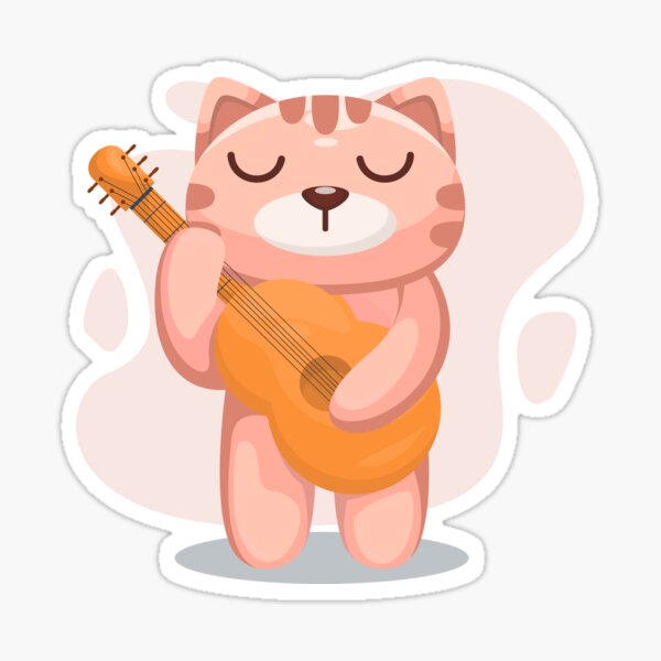 "CUTE CAT PLAYING GUITAR" Sticker for Sale by felyne-kitty | Redbubble