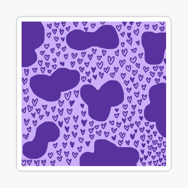 "Purple Heart Cow Print Pattern" Sticker for Sale by frugg | Redbubble