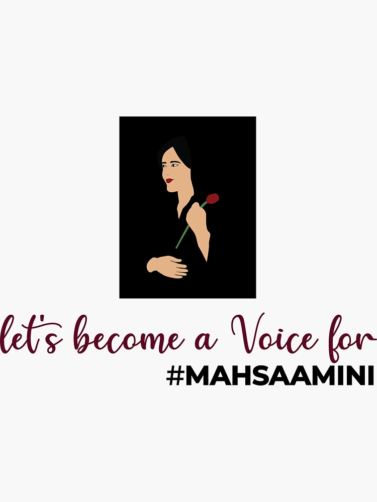 "let's become a Voice for mahsa amini" Sticker for Sale by ...
