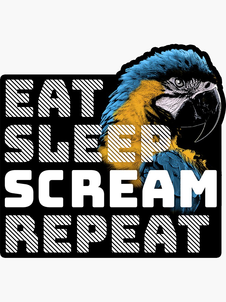 "Eat Sleep Scream Repeat Macaw Parrot" Sticker for Sale by ...
