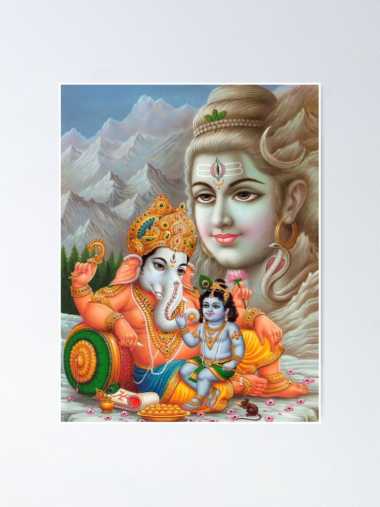 "Krishna Sitting on the Lap Of Ganesha in Shiva's Abode Mt. Kailash ...