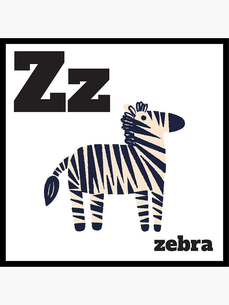 "Z is for zebra, abc animal alphabet, cute retro zebra " Sticker for ...