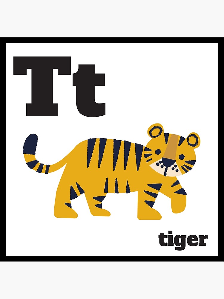 "T is for tiger, retro vintage animal abc, cute tiger " Poster for Sale ...