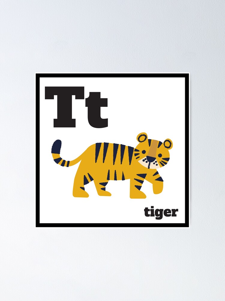 "T is for tiger, retro vintage animal abc, cute tiger " Poster for Sale ...