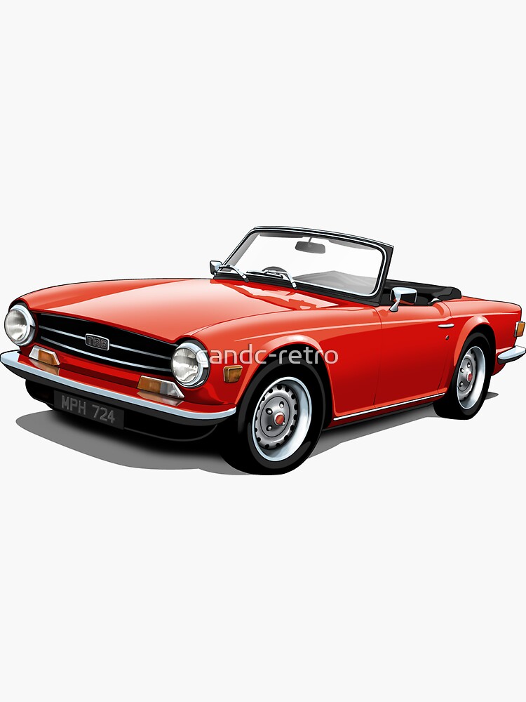 "Triumph TR6 in red" Sticker for Sale by candc-retro | Redbubble
