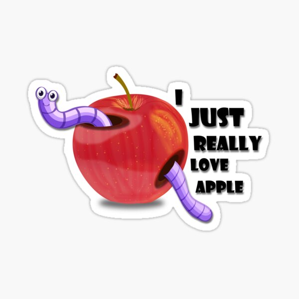 "Cute worm inside the apple" Sticker for Sale by meteor100 | Redbubble