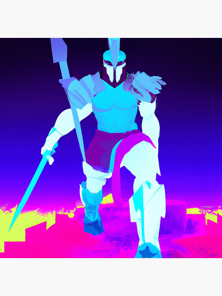 "A Painting of a Spartan In Vaporwave Style" Sticker for Sale by ...