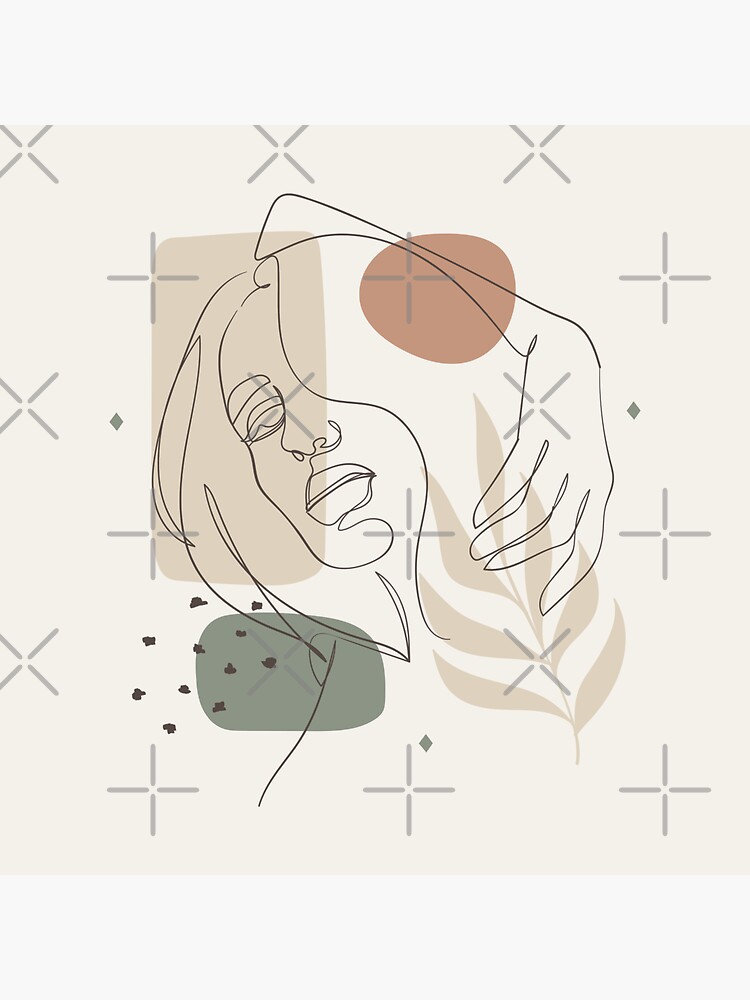 Attractive Woman Face One Line Art Sticker For Sale By