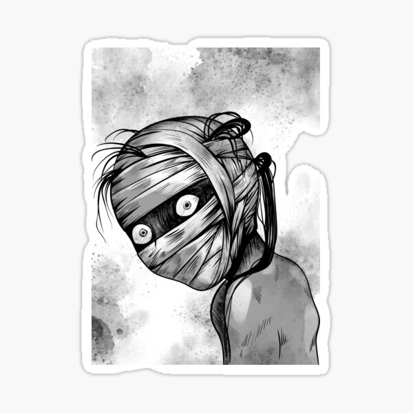 "Young boy with bandages on his face, halloween face, " Sticker for ...