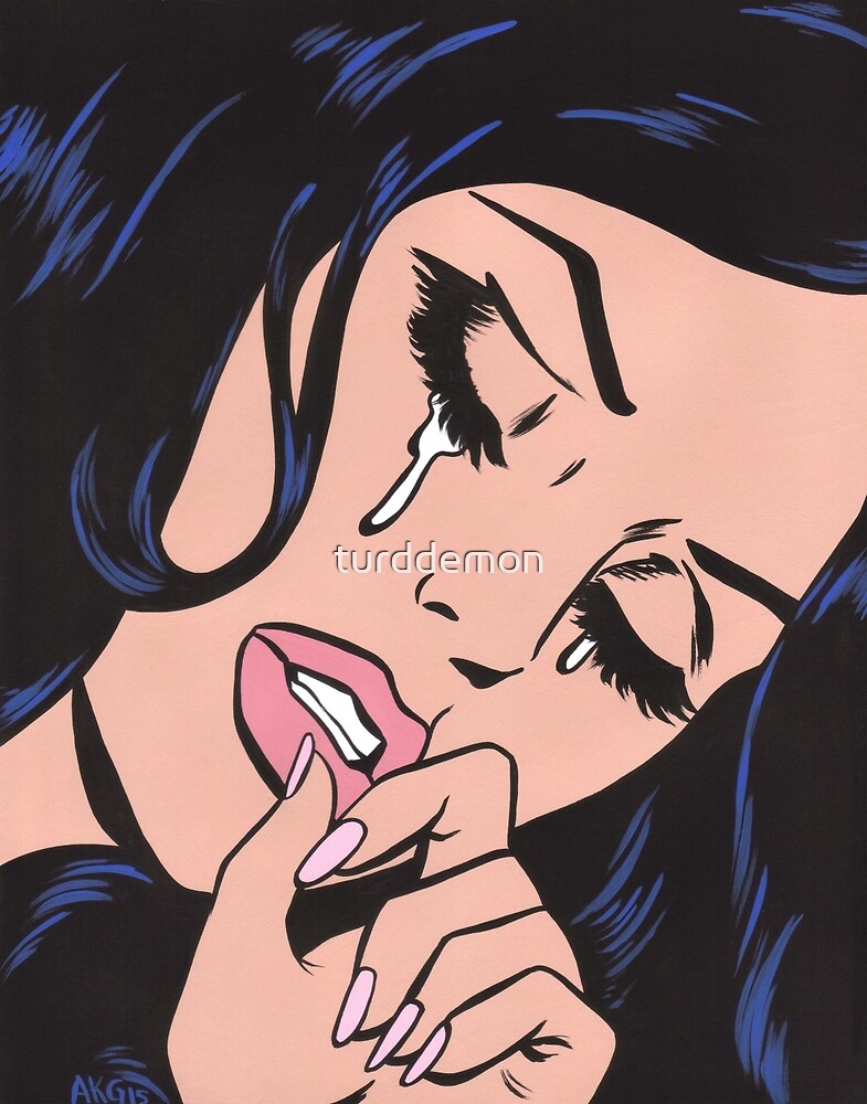 Black Hair Crying Comic Girl By Turddemon Redbubble