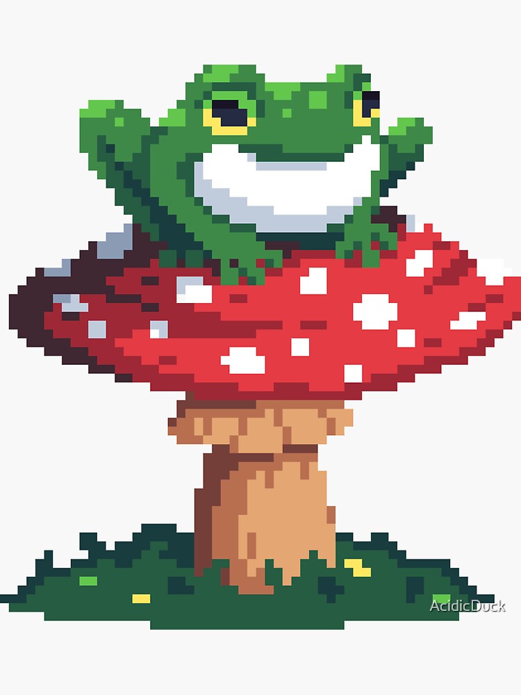 "Frog on a Toadstool Pixel Art" Sticker for Sale by AcidicDuck | Redbubble