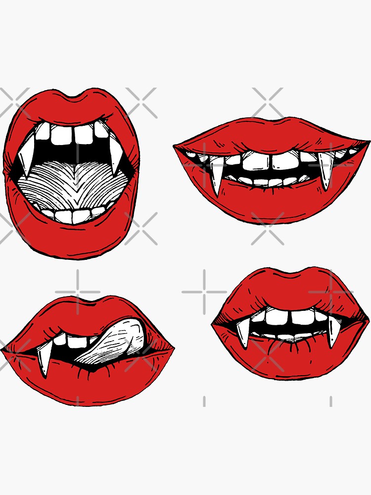 "Vampire red lips stickers" Sticker for Sale by kotyplastic | Redbubble