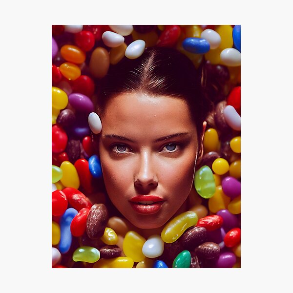 "Portrait Of A Beautiful Woman With Face Surrounded By Sweet Colorful ...